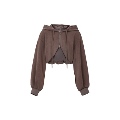 Defined.Z/ZD [茧序] 26春 砂洗做旧短款卫衣微弹空气感外套