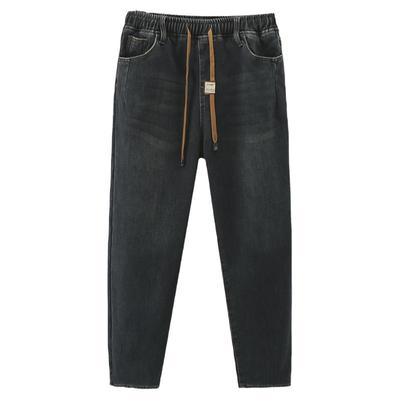 牛仔裤2023冬季大码加绒哈伦裤女