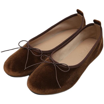 韩国制绒面玛丽珍蝴蝶结单鞋