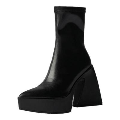 防水台高跟鞋粗跟瘦瘦靴潮