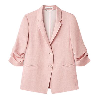 【粘纤】Laurel劳芮26夏新款云雾粉微收腰亚麻西装LWL372T06200