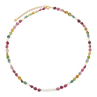曼古银糖果色碧玺项链