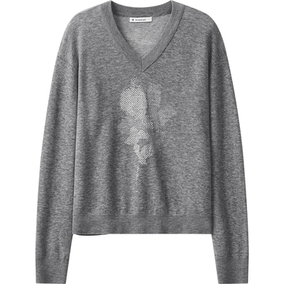 【播奥莱】播商场同款秋100%羊毛宽松套头针织衫女BDR3SD1943