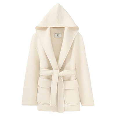 【商场同款】HPLY荷比俪冬季新款女圈圈绒感连帽系带斗篷大衣