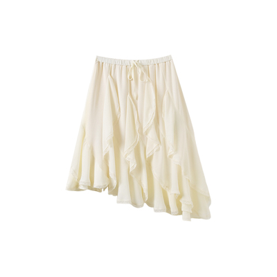 西町村屋蕾丝拼接层次感摆裙