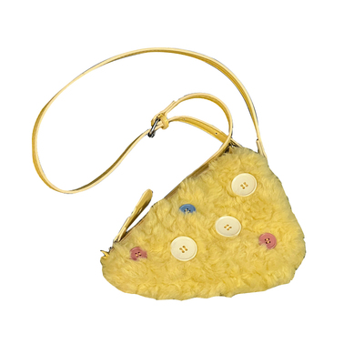 原创毛绒可爱三角奶酪迷你手机包