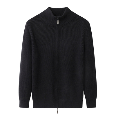 秋冬厚重立领羊毛开衫针织外套男