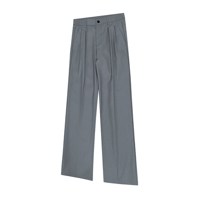 mountain tree松紧腰基础立体双褶位A字型宽松垂感通勤西裤休闲裤