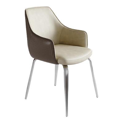 意式极简真皮餐椅扶手家用高端现代轻奢不锈钢新款设计师餐桌椅子