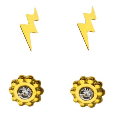 镀金耳钉闪电花朵18k欧美轻奢