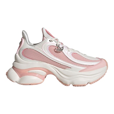 阿迪达斯三叶草女子甜美粉白浮蝶鞋2025秋款复古厚底老爹鞋KI0556