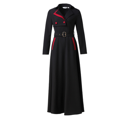 园子靓衣风衣式长裙黑色