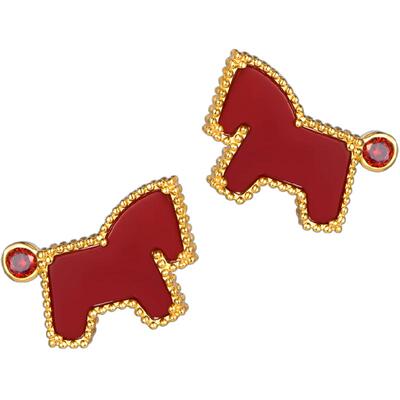 ZEGL小马作马年红色耳钉高级轻奢本命年耳环新年耳饰轻奢新款爆款