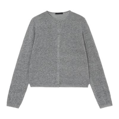 袖口纽扣装饰绵羊毛针织开衫