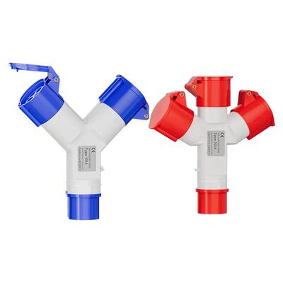 三通防水工业航空插头插座不防爆连接器Y型一分三345芯16A32A套装