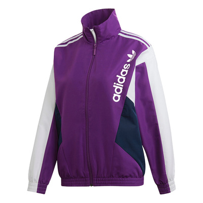 Adidas/阿迪达斯正品女子新款夏季立领条纹拼接拼色夹克 EC2178