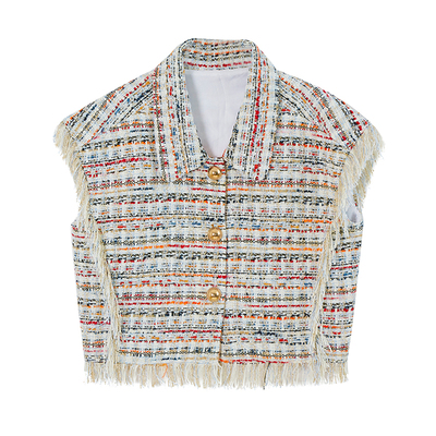 韩版显瘦粗花呢oversize马夹0