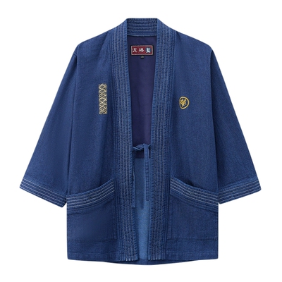 ONIARAI/鬼洗25春夏棒系列招财蛇年复古车线牛仔男式道袍 N340214