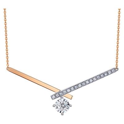 周生生18k金钻石项链锁骨链