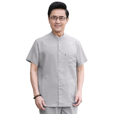 中老年男士夏季短袖套装爸爸夏装