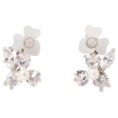 katespade三色堇造型耳钉