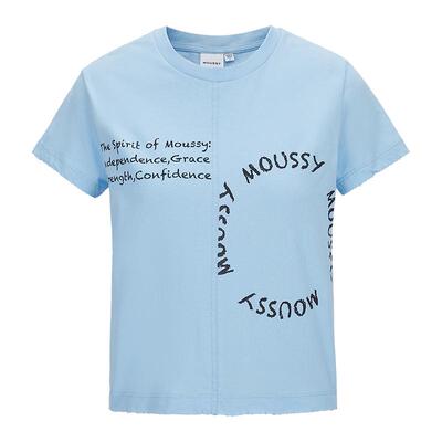 MOUSSY 春季不对称字母LOGO印花短袖T恤女028ISA90-2191