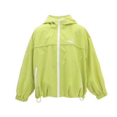 优露发泡印花撞色儿童连帽外套