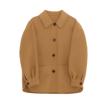 浅秋毛呢绵羊毛短款休闲外套