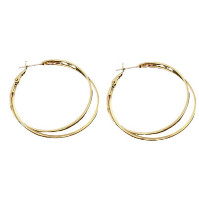 金属双层圈圈耳环女轻奢高级感