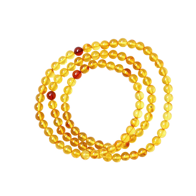 天然琥珀金珀圆珠款三圈手链 女款琥珀金珀蜜蜡多圈手串饰品礼物