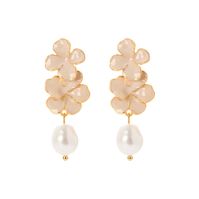 EVESENSE中古珐琅花卉珍珠耳饰