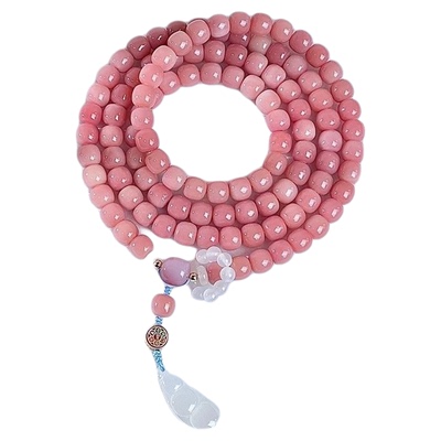 玉生烟白玉菩提根108颗项链车挂