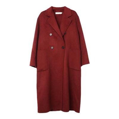 【宅慧影】西町村屋骆驼绒大衣秋冬新款气质双排扣外套ZH9D10006