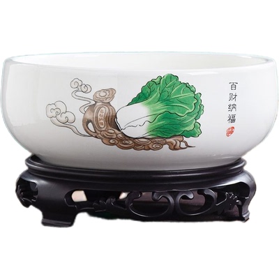 大口径睡莲巴旦木铜钱草陶瓷花盆