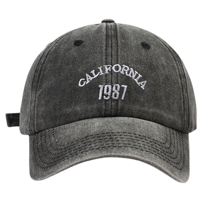 韩版复古牛仔灰棒球帽1987数字美式做旧男女情侣ins百搭鸭舌帽子