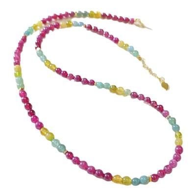 天然老矿碧玺圆珠原创款项链