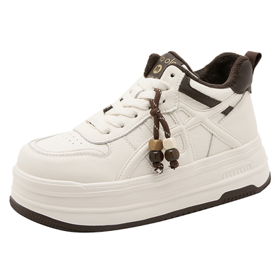 真皮高帮小白鞋女2025新款秋冬季