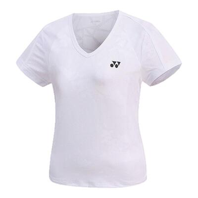 新款YONEX尤尼克斯羽毛球服短袖女速干透气训练服小V领T恤215083