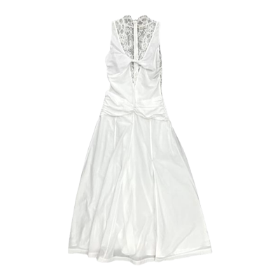 【金晨同款】纽结蕾丝拼接褶皱渡假领证女神连衣裙