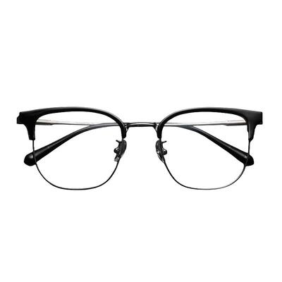 纯钛超轻半框商务复古眼镜架男