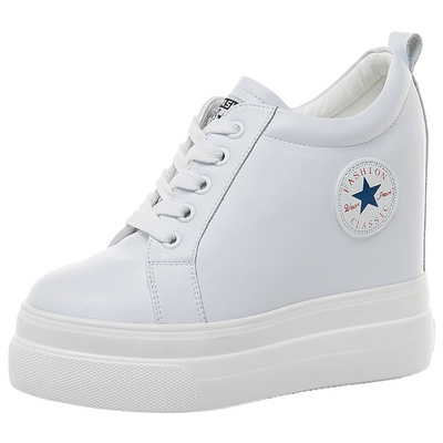 公分11cm女鞋真皮厚底小白鞋星星