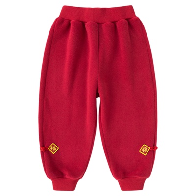 嘟嘟家男童裤子儿童新年长裤2026新款拜年女童新中式冬季加厚衣服