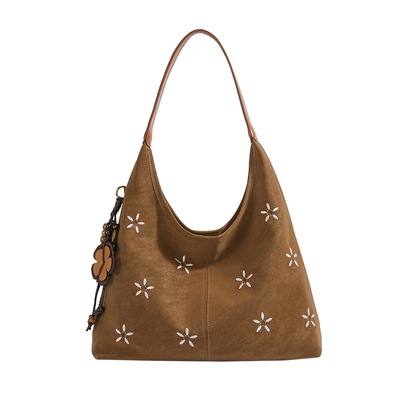 小众刺绣花朵包女百搭通勤托特包