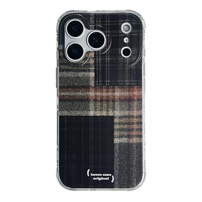 拼接格纹原创设计磨砂氛围感双层