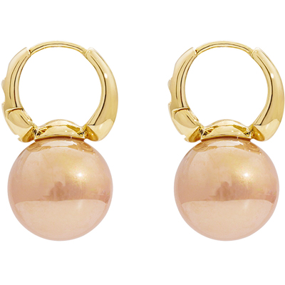 珍珠耳扣式耳环复古纽扣法式小众