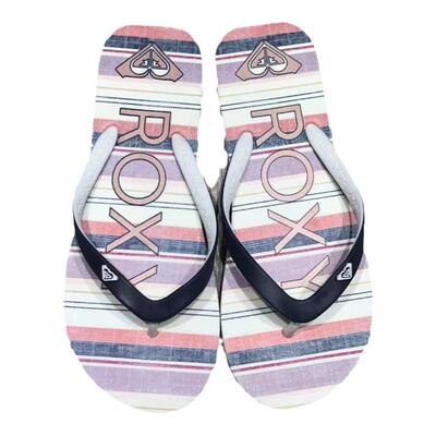 现货ROXY条纹简约人字拖