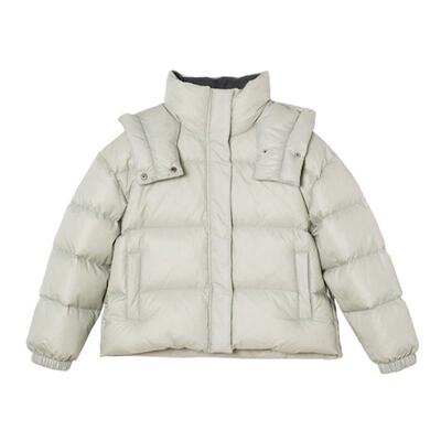 棉叔叔柔光短款加厚连帽羽绒服