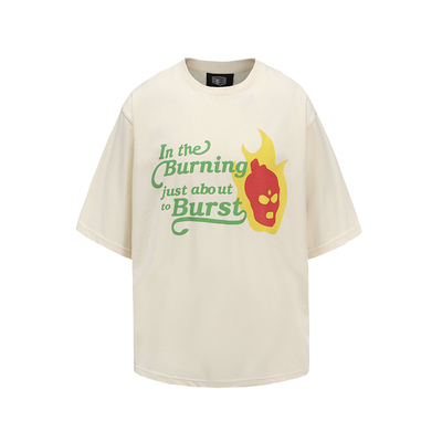 燃烧的心重磅发泡印花短袖