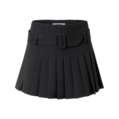 RPB BRAND 学院风百褶半身裙女A字短裙高腰宽腰腰带装饰西装裙