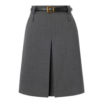 MESUX米岫新品女装A字直筒叠褶半身裙（含腰带）MMFUS302